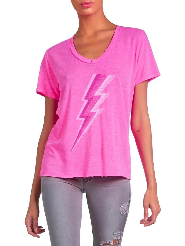 LAUREN MOSHI Lauren Moshi Elara Pink Lightning Bolt T-Shirt